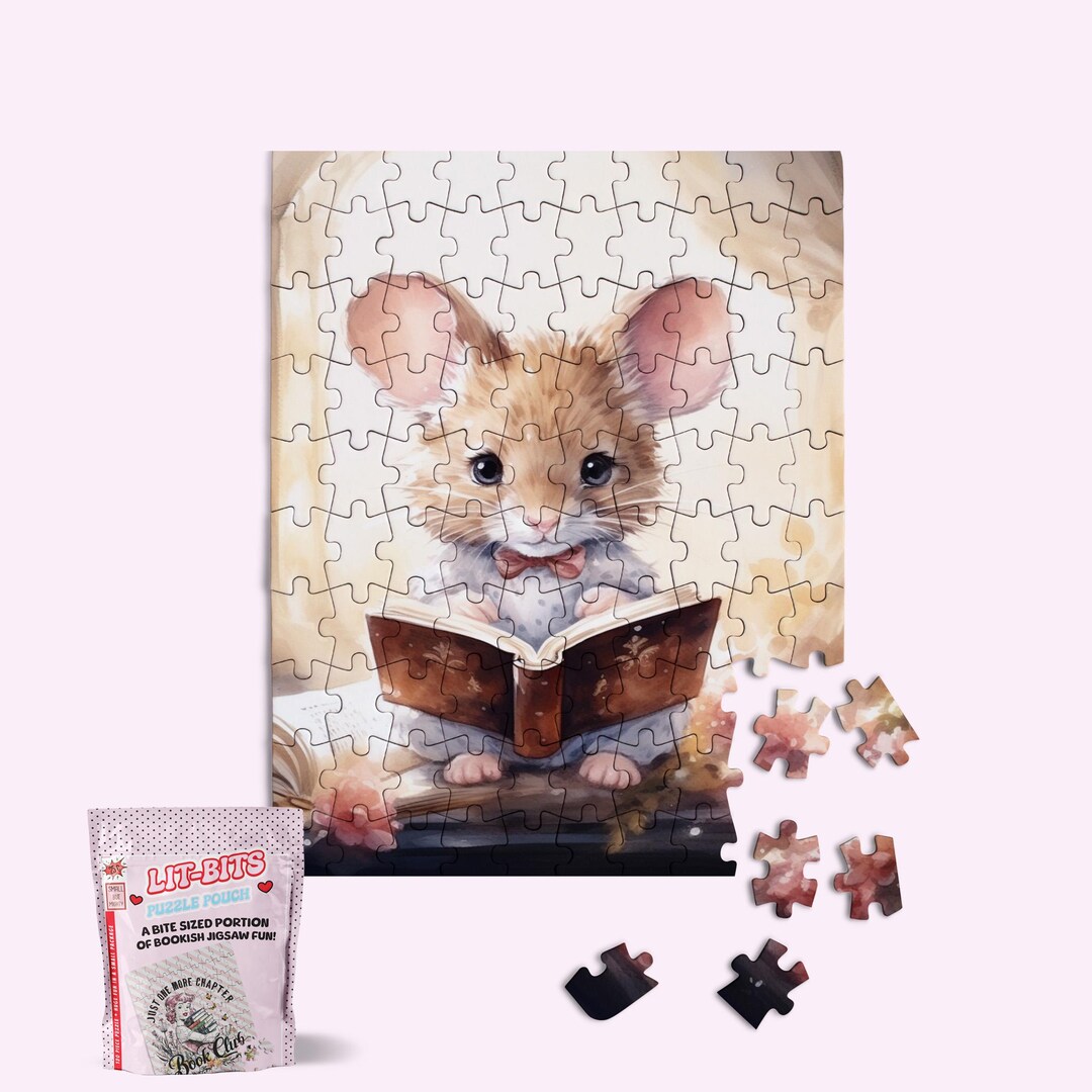 Lit Bits 120 Piece Jigsaw Puzzle - the Literary Mouse, Bookish Puzzle ...