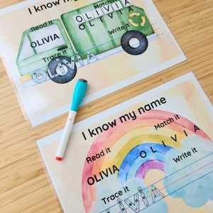 Dry Erase Personalised Name Mat Tracing Busy Binder Custom Name ...