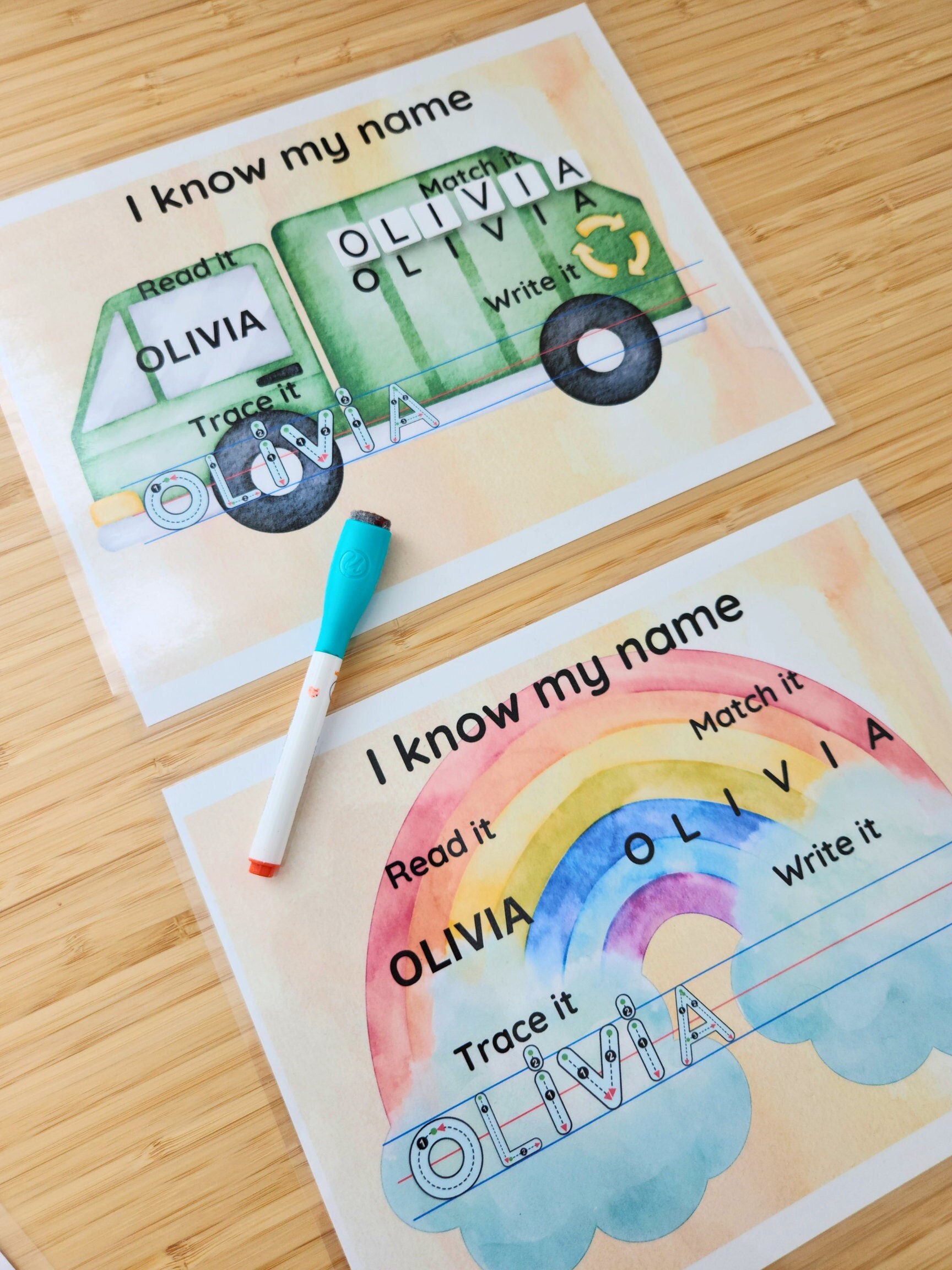 Dry Erase Personalised Name Mat Tracing Busy Binder Custom - Etsy