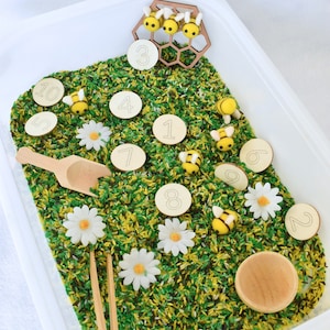 Bee Spring Sensory Bin Bee Counting Sensory Play Kit for Kids Screen ...