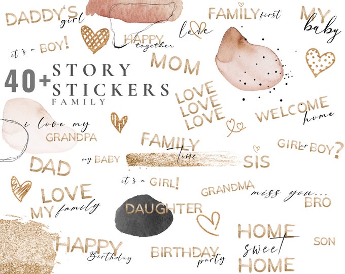 Instagram Story Stickers FAMILY, Instagram Stickers, Lettering Stickers ...