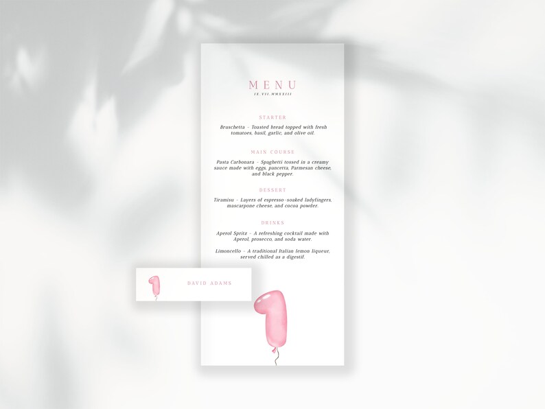 Printable Menu Editable Menu Template Menu for Celebration Name Place ...