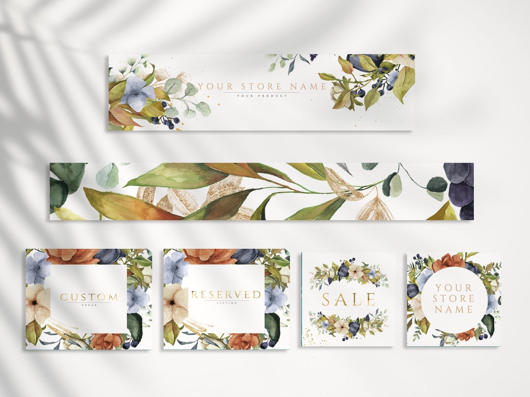 Editable Etsy Branding Kit Etsy Branding Watercolor Flower Etsy Cover ...
