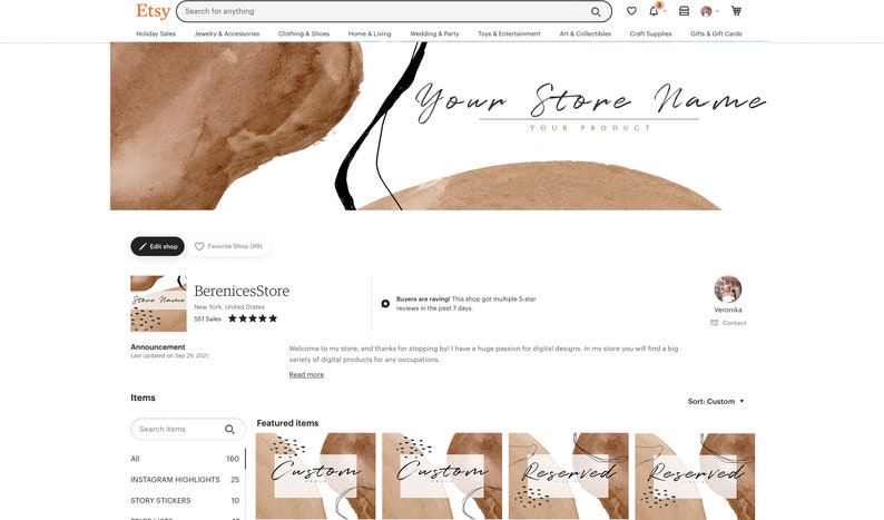 Editable Etsy Branding Kit Etsy Branding Etsy Beige Abstract Cover Etsy ...