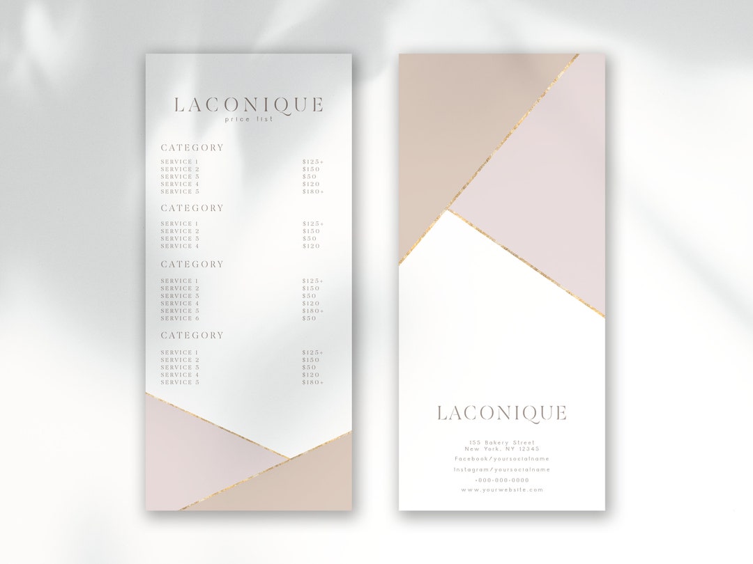 DIY Printable Price List Template Pricing Guide Double Sided Price List ...