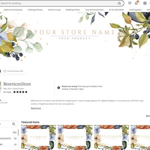 Editable Etsy Branding Kit Etsy Branding Watercolor Flower Etsy Cover ...