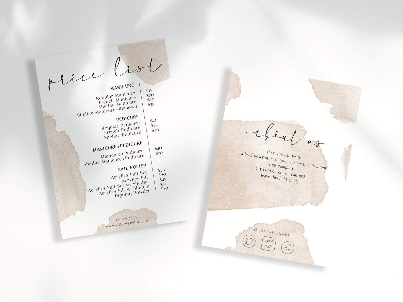 DIY Printable Price List Template Pricing Guide Double Sided Price List ...