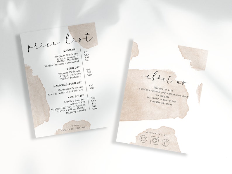 DIY Printable Price List Template Pricing Guide Double - Etsy