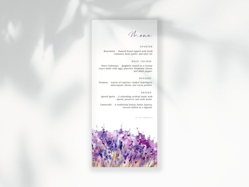 Printable Menu Editable Menu Template Menu for Celebration Minimalistic ...
