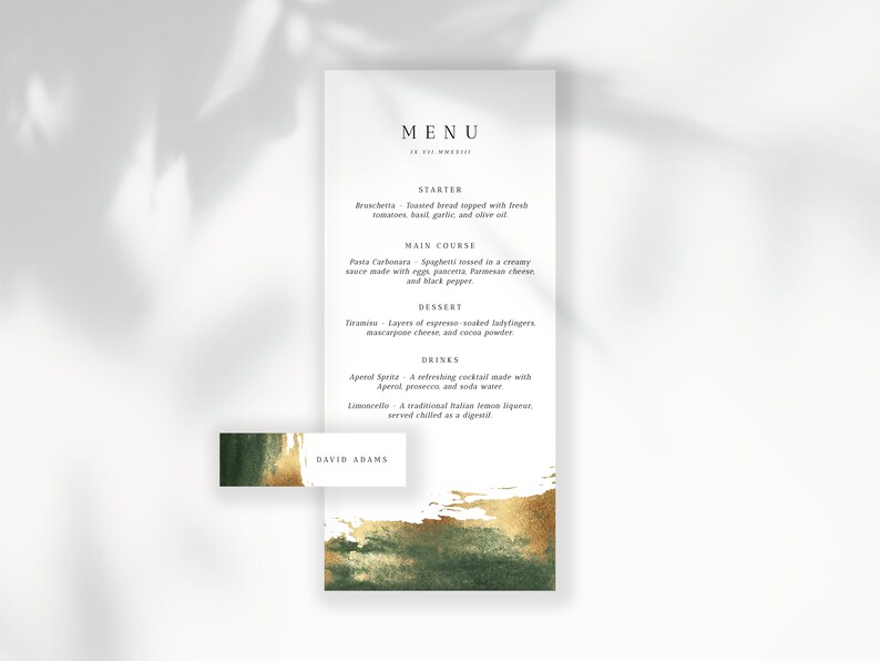 Printable Menu Editable Menu Template Menu for Celebration Name Place ...
