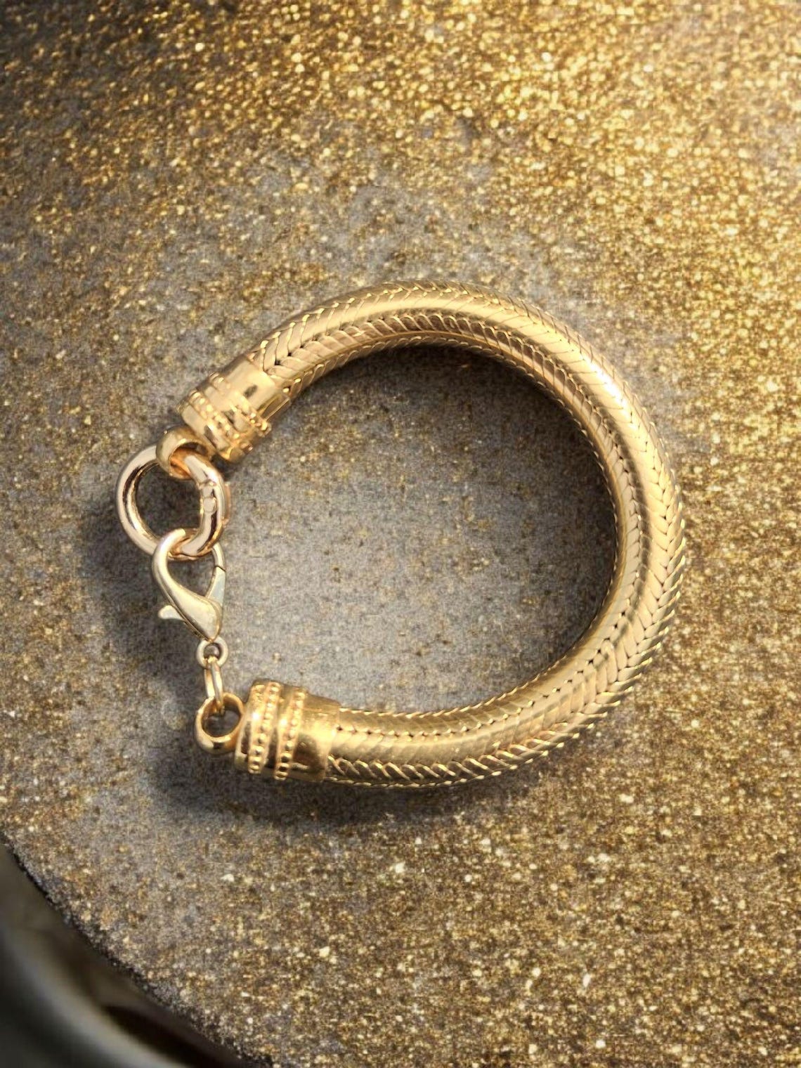 18k Yellow Gold Pltd Antique Sterling Silver Snake Link Tribal Bracelet ...