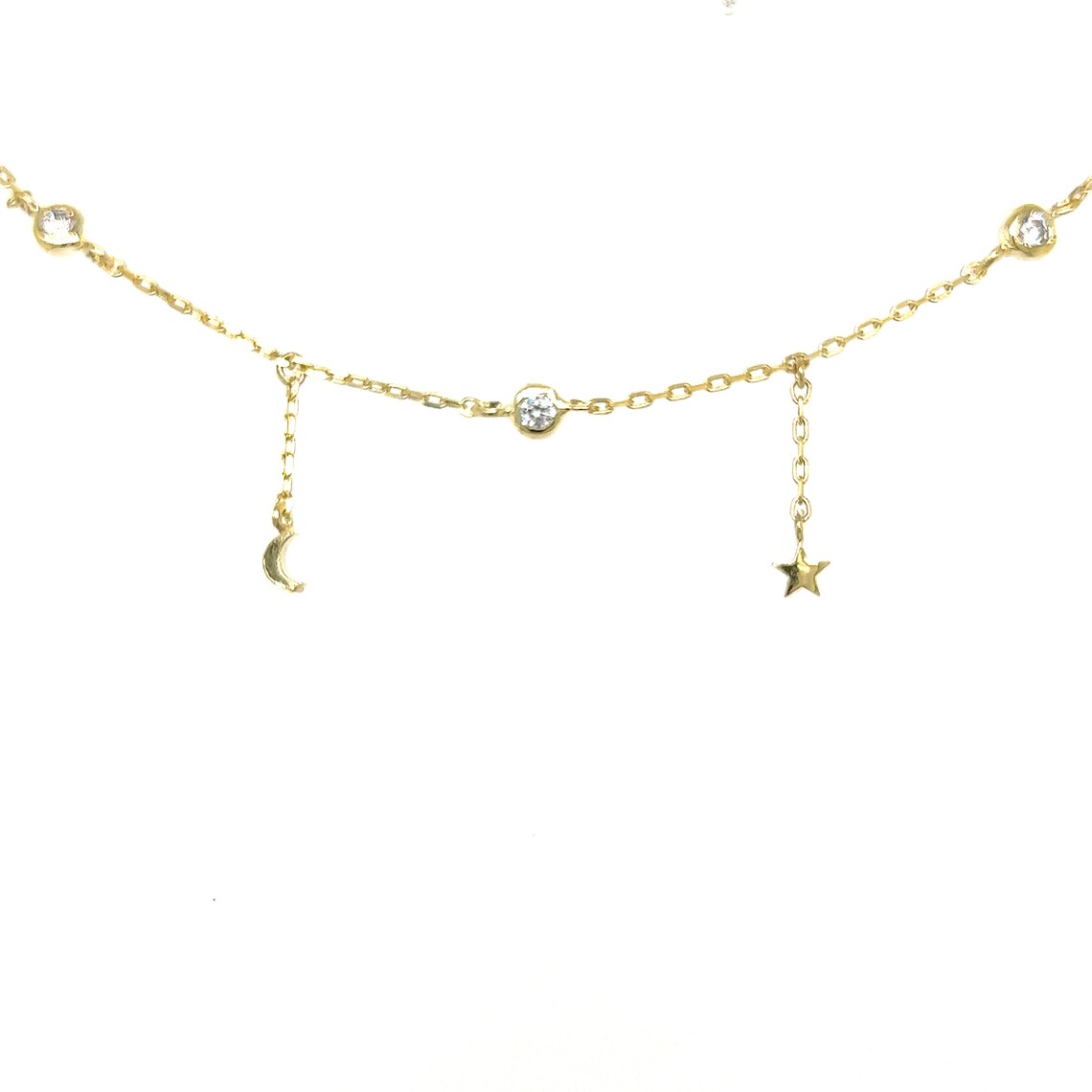 Dangle Stars & Moons Charm Necklace - 14K Gold Over Sterling Silver - Etsy