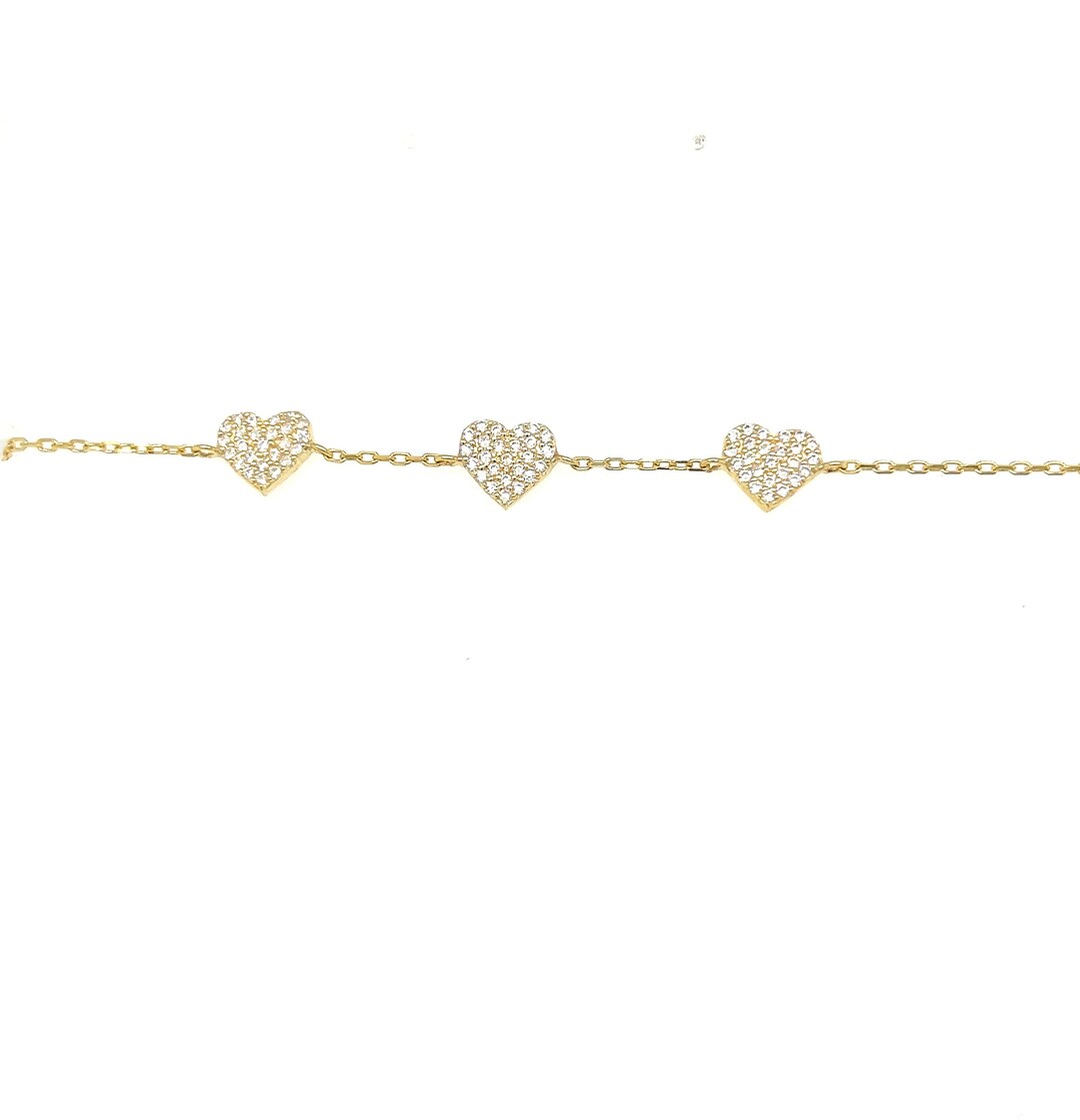 Heart Charm Bracelet 14K Gold Over Sterling Silver - Etsy
