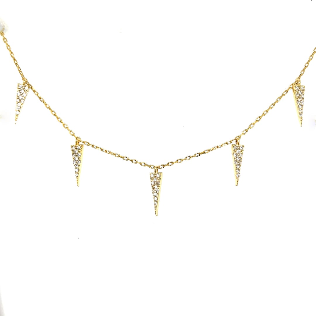 Triangle Charms Necklace - 14K Gold Over Sterling Silver - Etsy