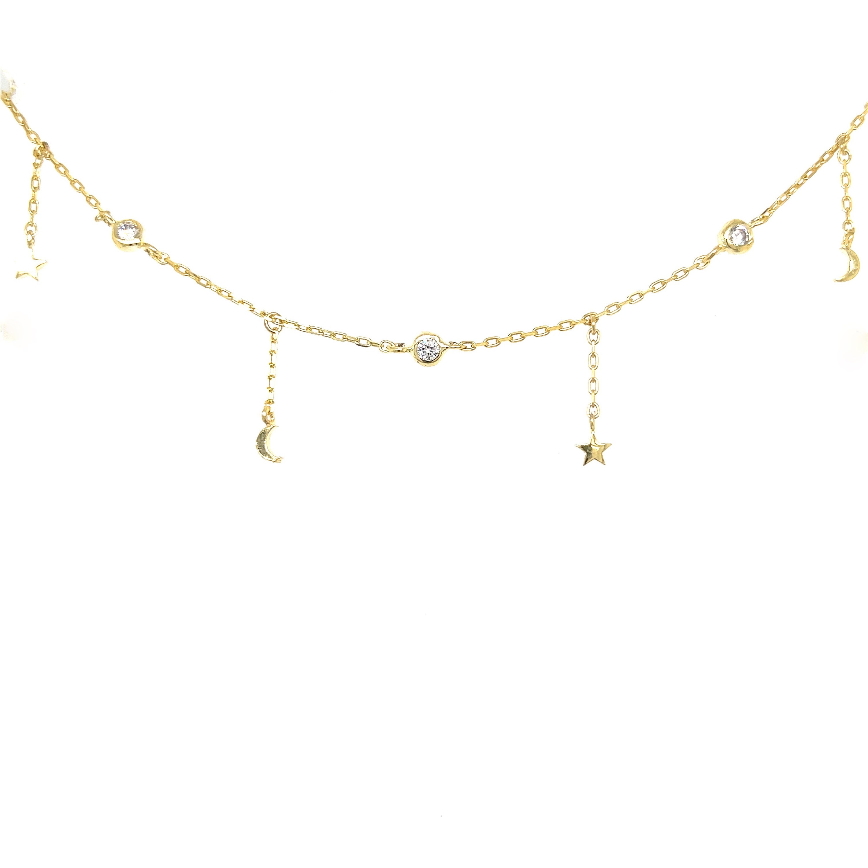 Dangle Stars & Moons Charm Necklace - 14K Gold Over Sterling Silver - Etsy