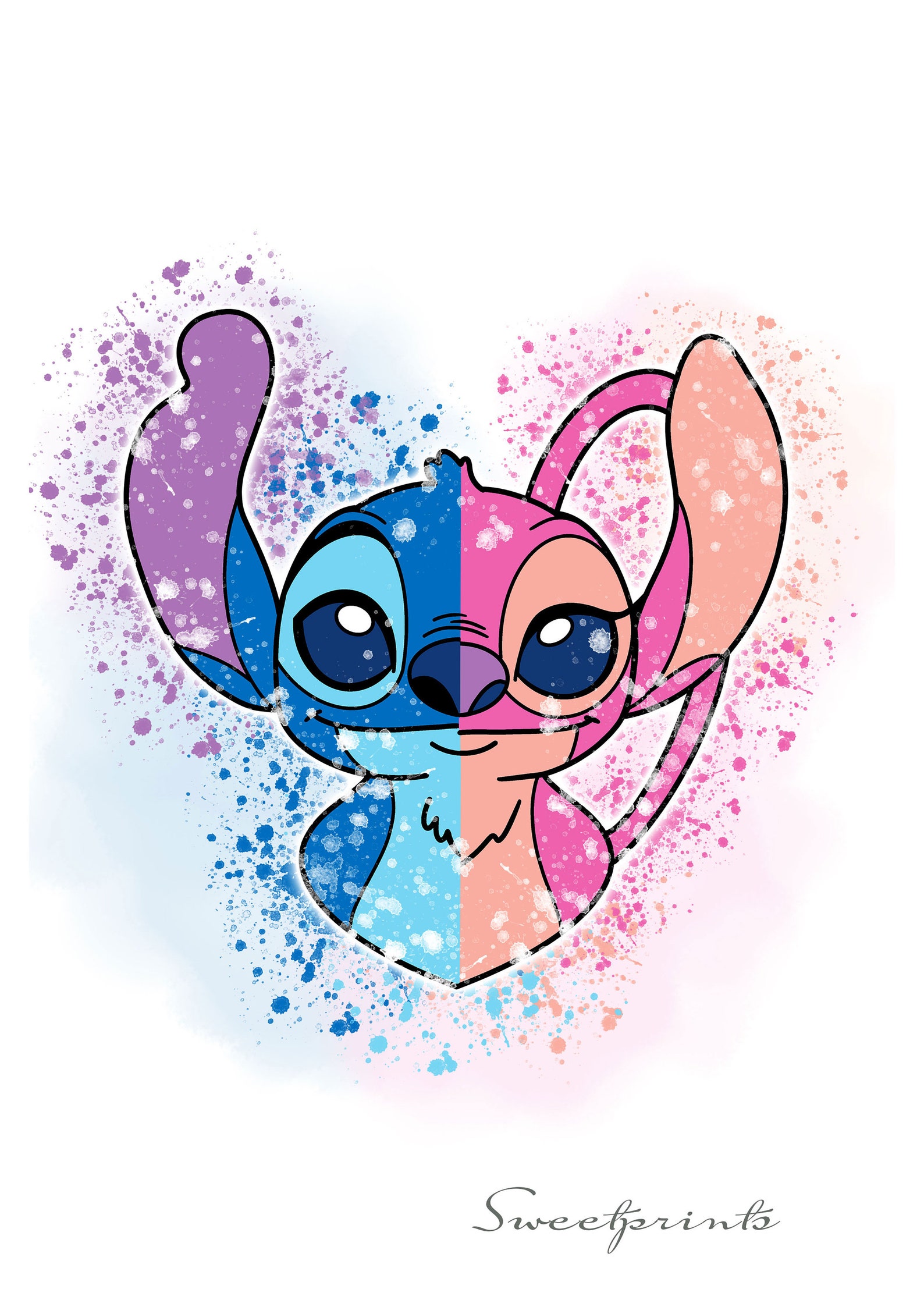 A5 A4 A3 Angel and Stitch Decorative Wall Art Home Decor | Etsy