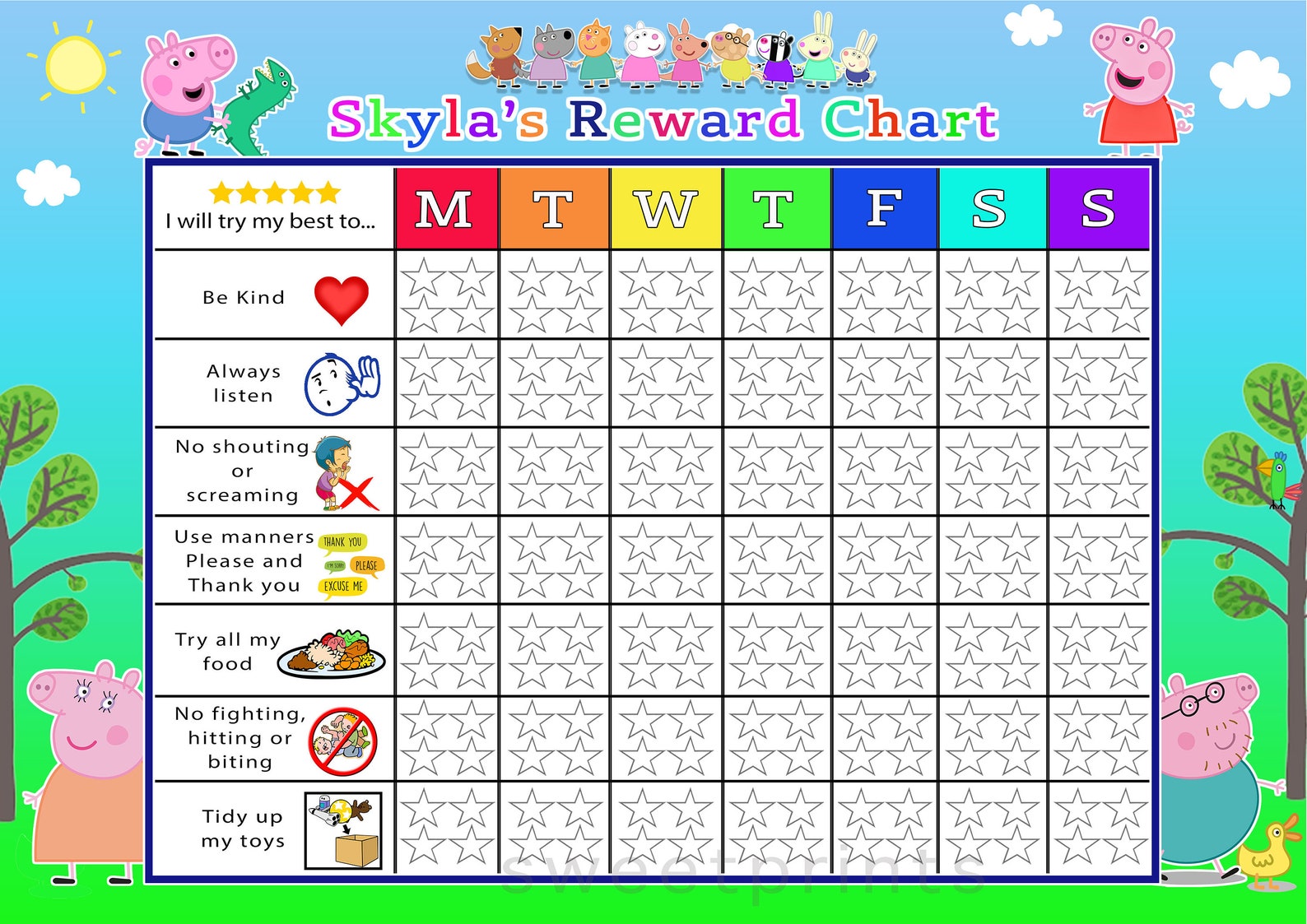 Personalised Good Behaviour Reward Chart Star Chart Routine - Etsy Ireland