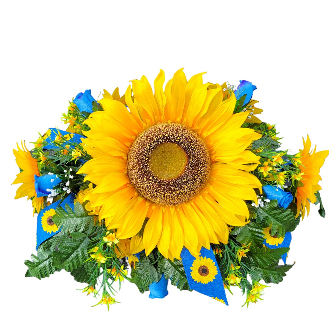 Fall Sunflower Cemetery Headstone Saddle, Autumn Grave Flowers, Autumn ...
