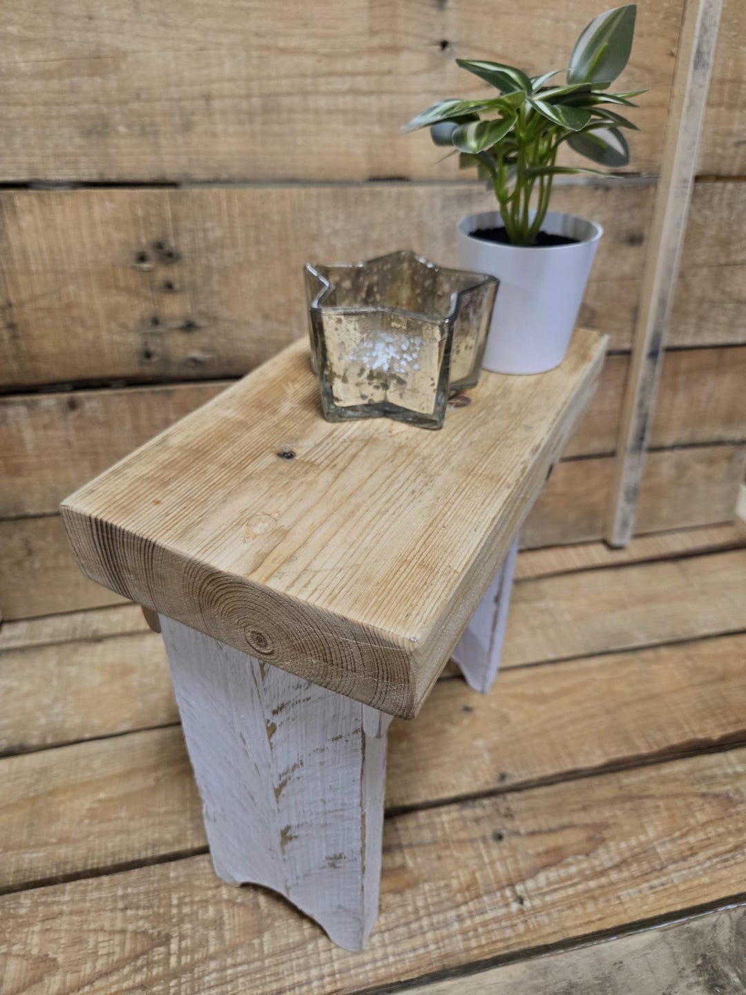 Small Rustic Decorative Bench White - Etsy
