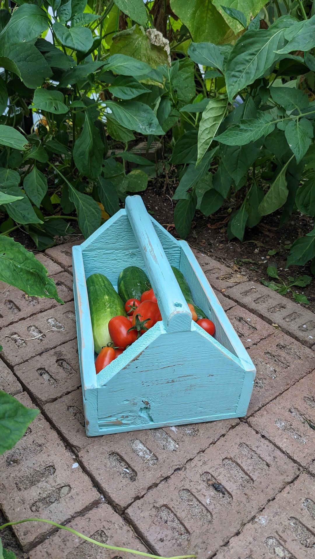 Turquoise Reclaimed Wood Vintage Tool Box / Trug - Etsy