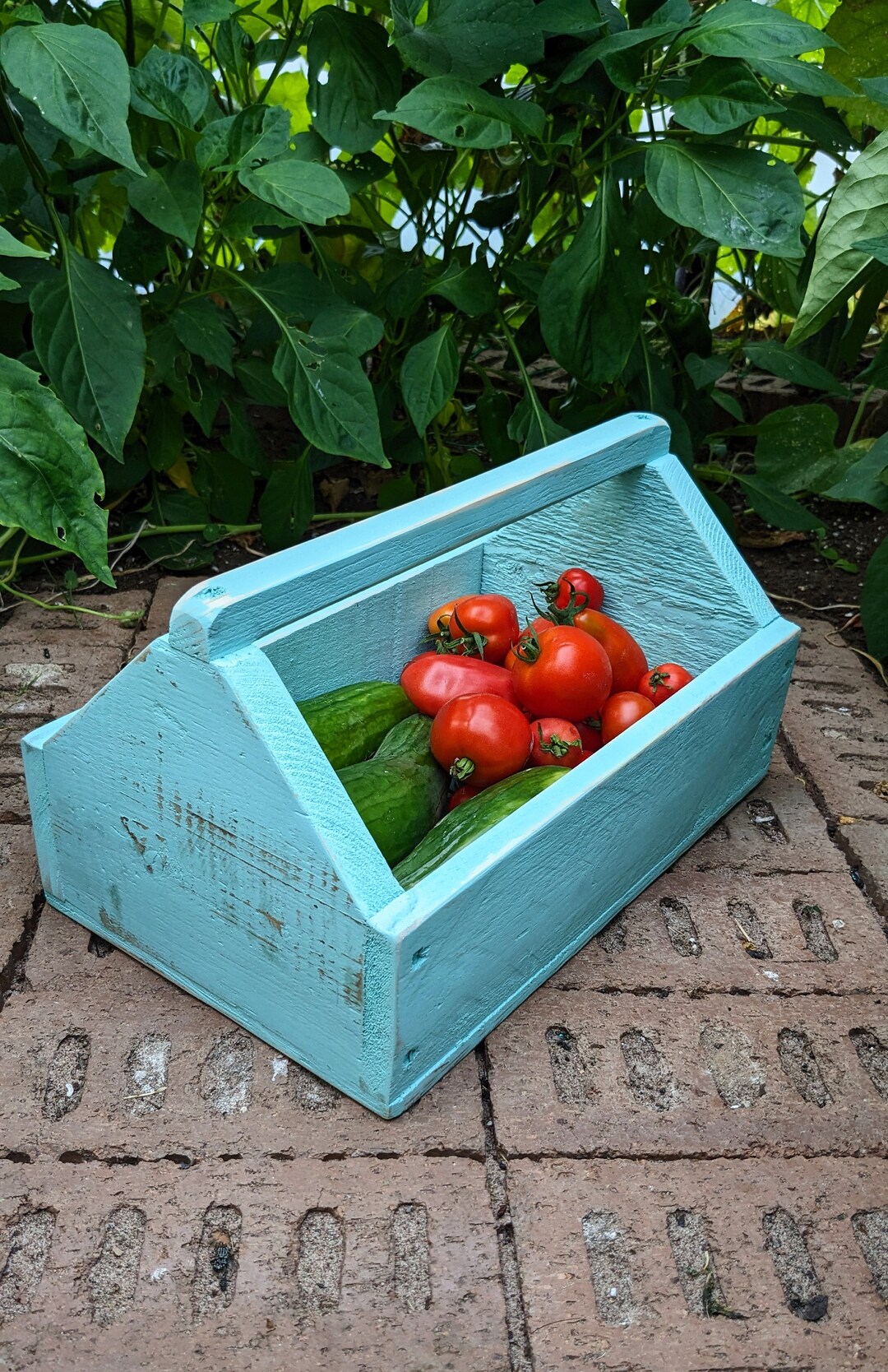 Turquoise Reclaimed Wood Vintage Tool Box / Trug - Etsy