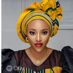 Igala Classic Stoned Auto Gele, Sash & Cap, Igala Traditional Attire ...