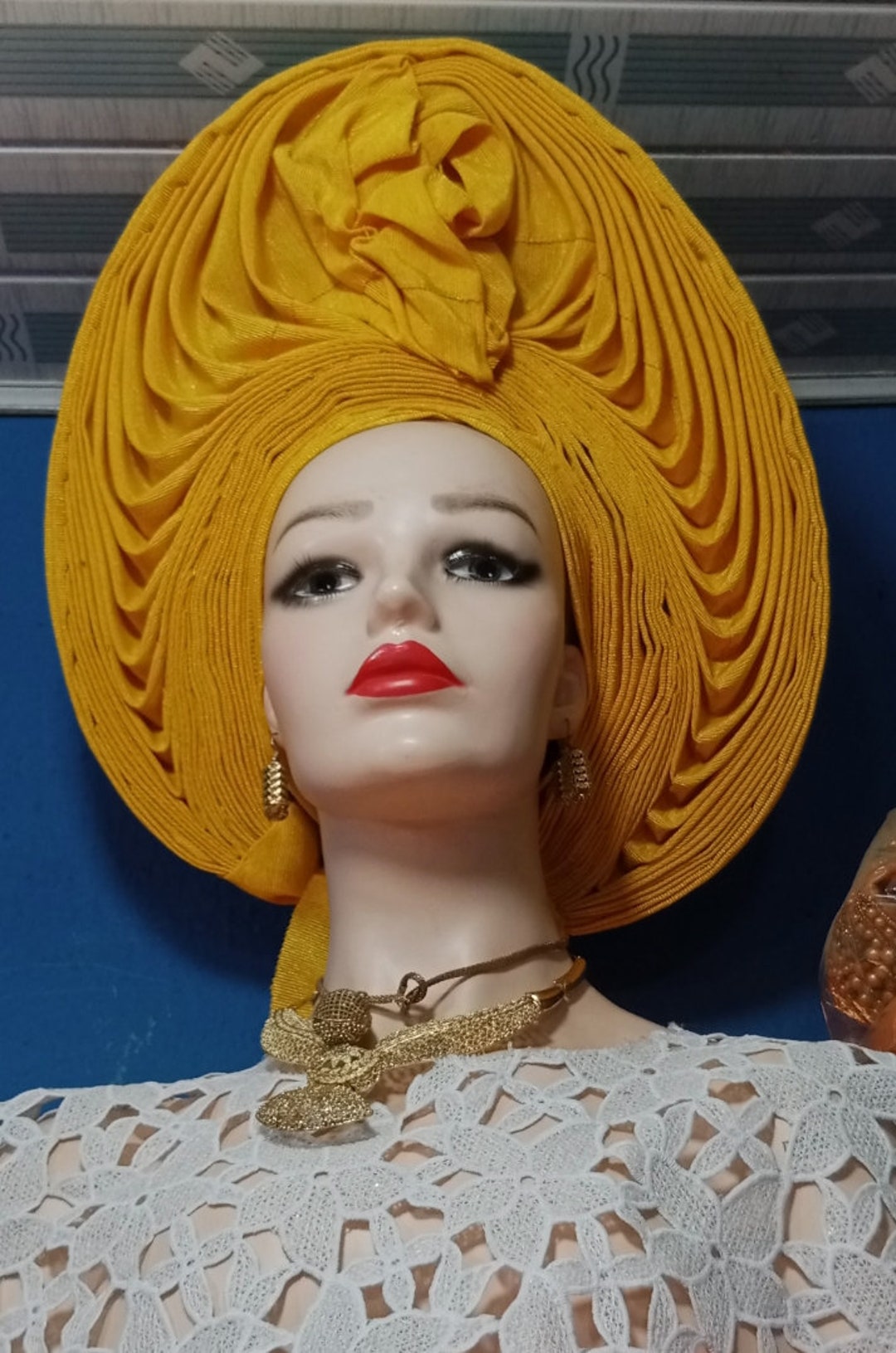 Auto Gele Yellow, Auto Gele, Auto Gele Style, Aso Oke Auto Gele Style ...