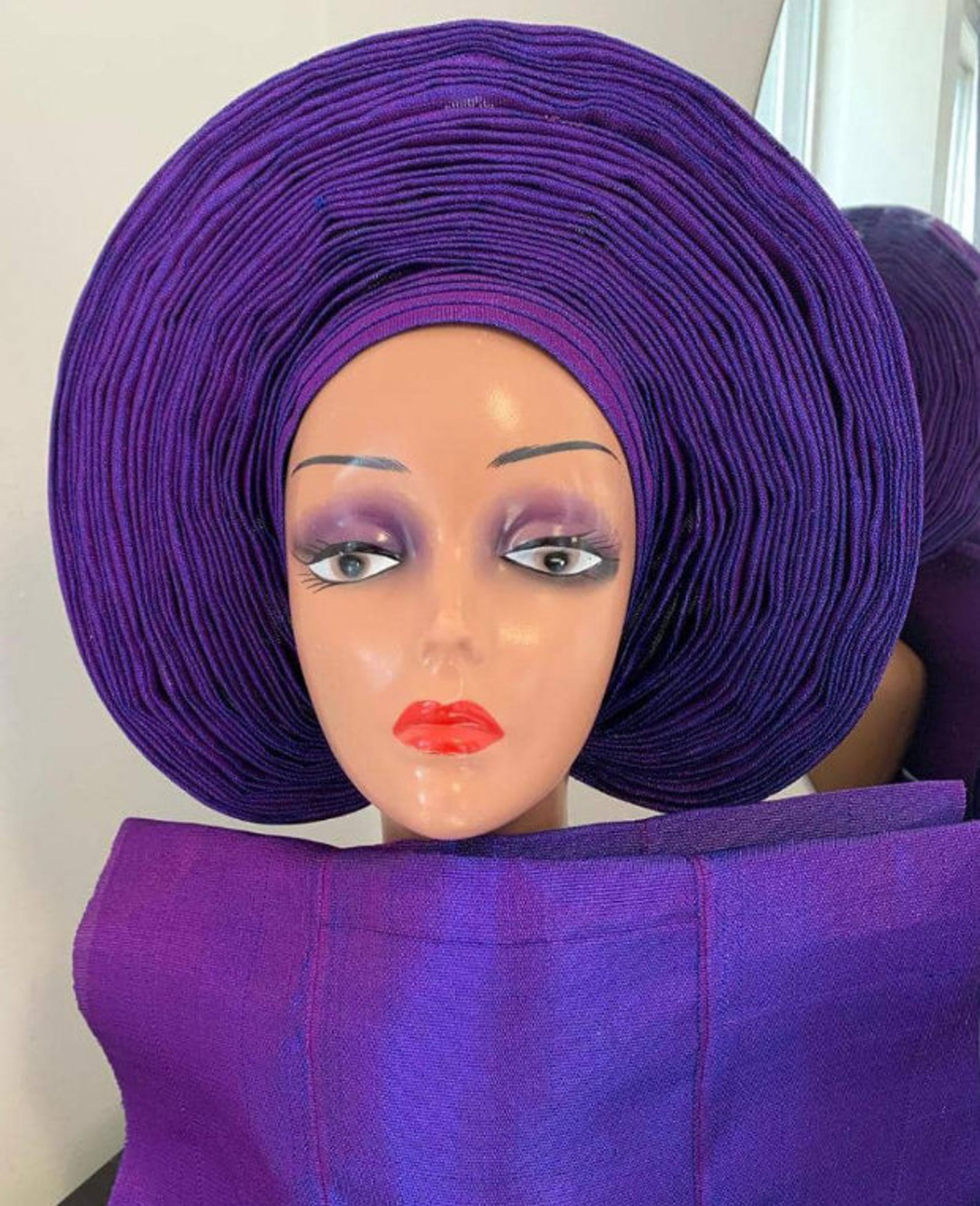 Auto Gele Pre-tied Gele Gele Purple Headwrap Purple Auto - Etsy