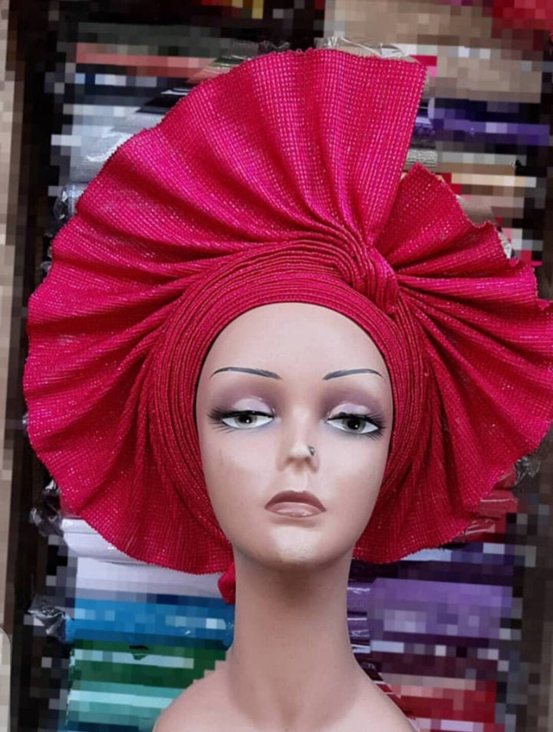 Auto Gele, Pre-tied Gele, Pink Headwrap, Pink Auto Gele, African Fabric ...