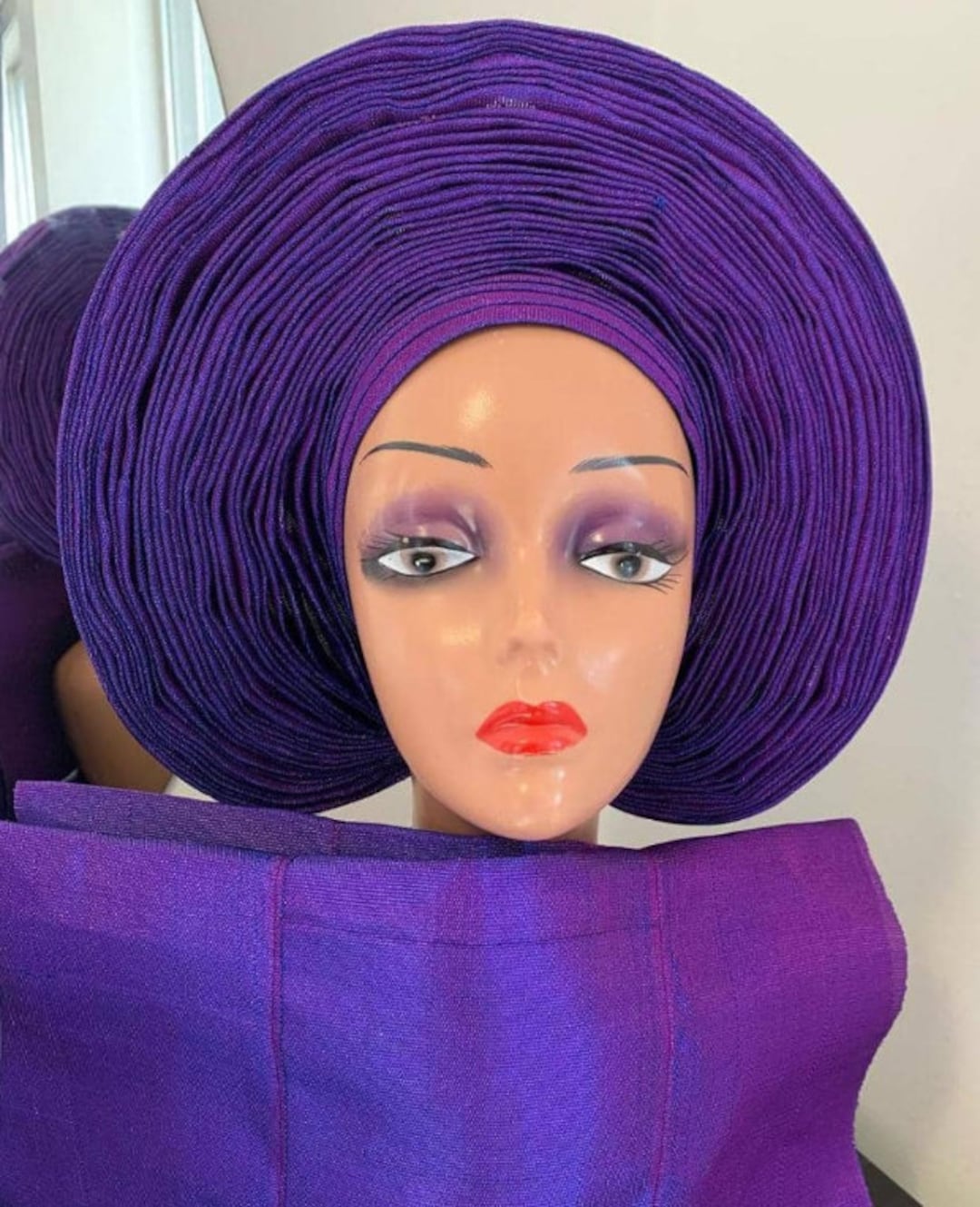 Auto Gele, Pre-tied Gele, Gele, Purple Headwrap, Purple Auto Gele ...