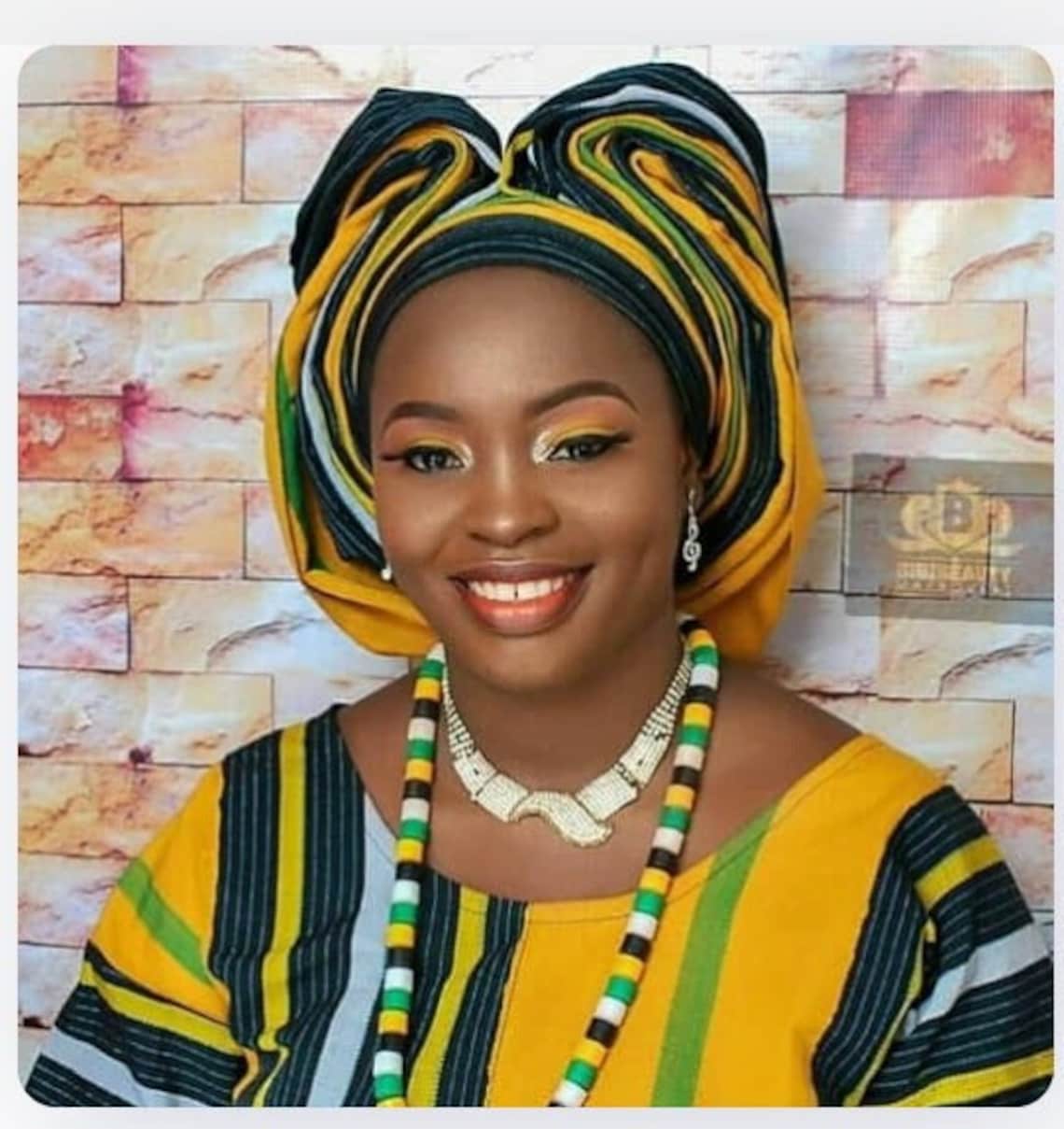 Igala Classic Stoned Auto Gele, Sash & Cap, Igala Traditional Attire ...