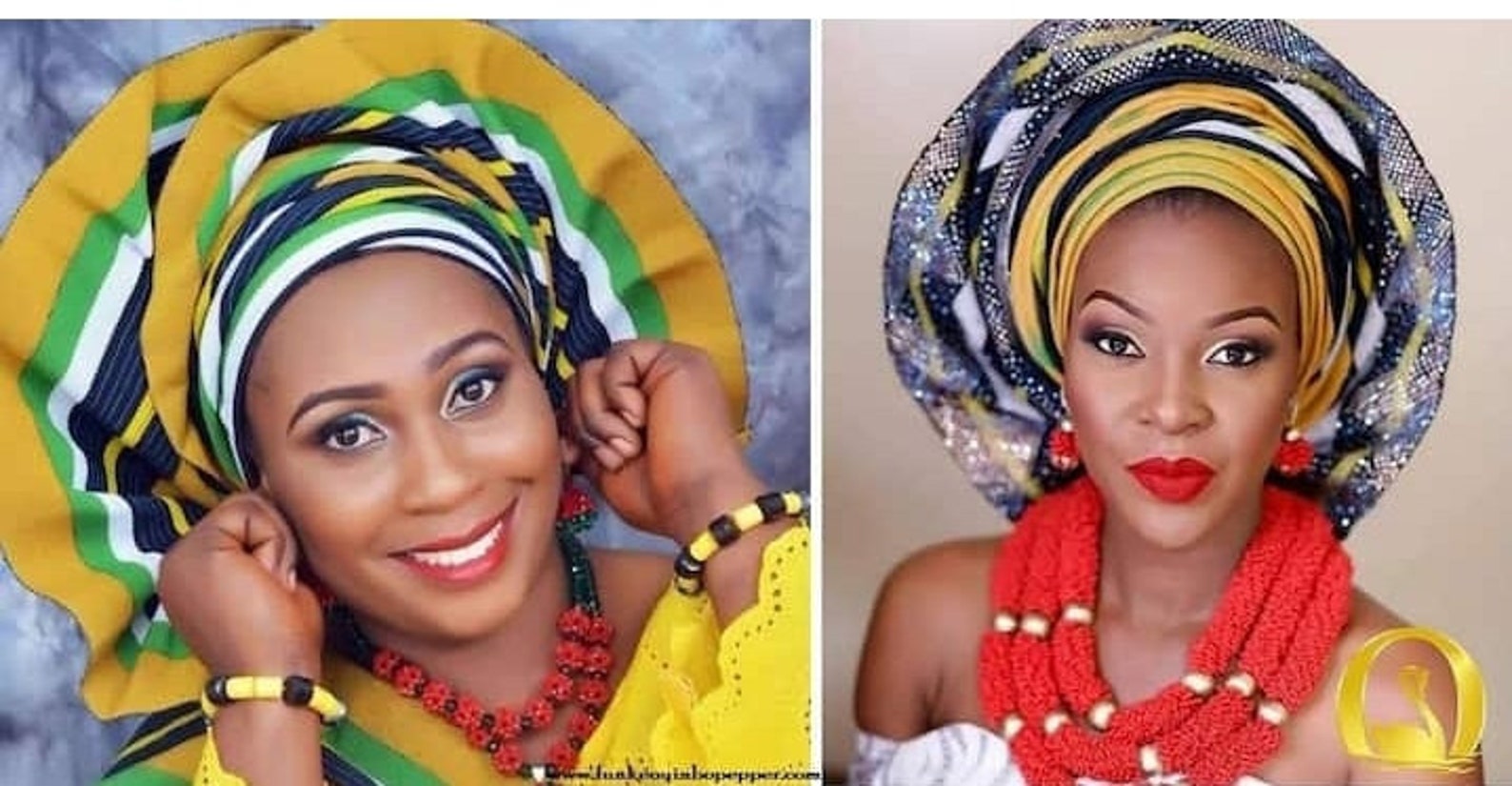Igala Classic Stoned Auto Gele, Sash & Cap, Igala Traditional Attire ...