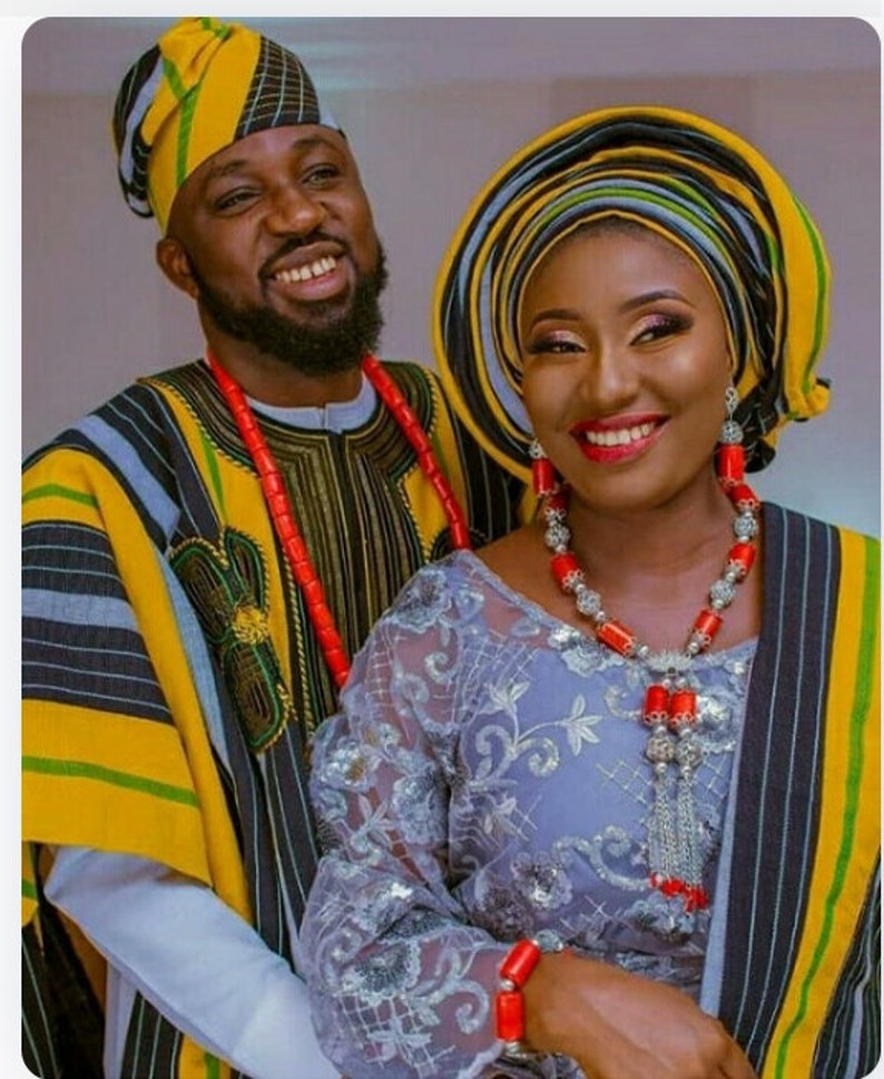 Igala Classic Stoned Auto Gele, Sash & Cap, Igala Traditional Attire ...