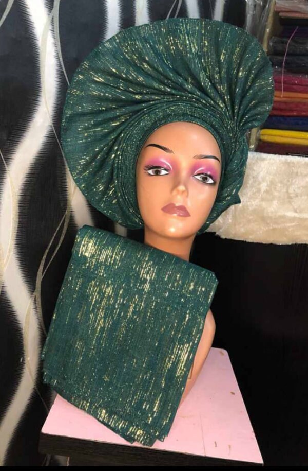 Auto Gele Pre-tied Gele Green Headwrap Green Auto Gele - Etsy