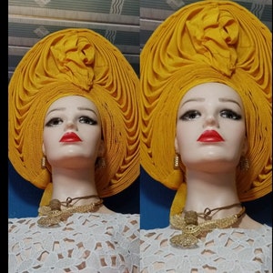 Auto Gele Yellow, Auto Gele, Auto Gele Style, Aso Oke Auto Gele Style ...