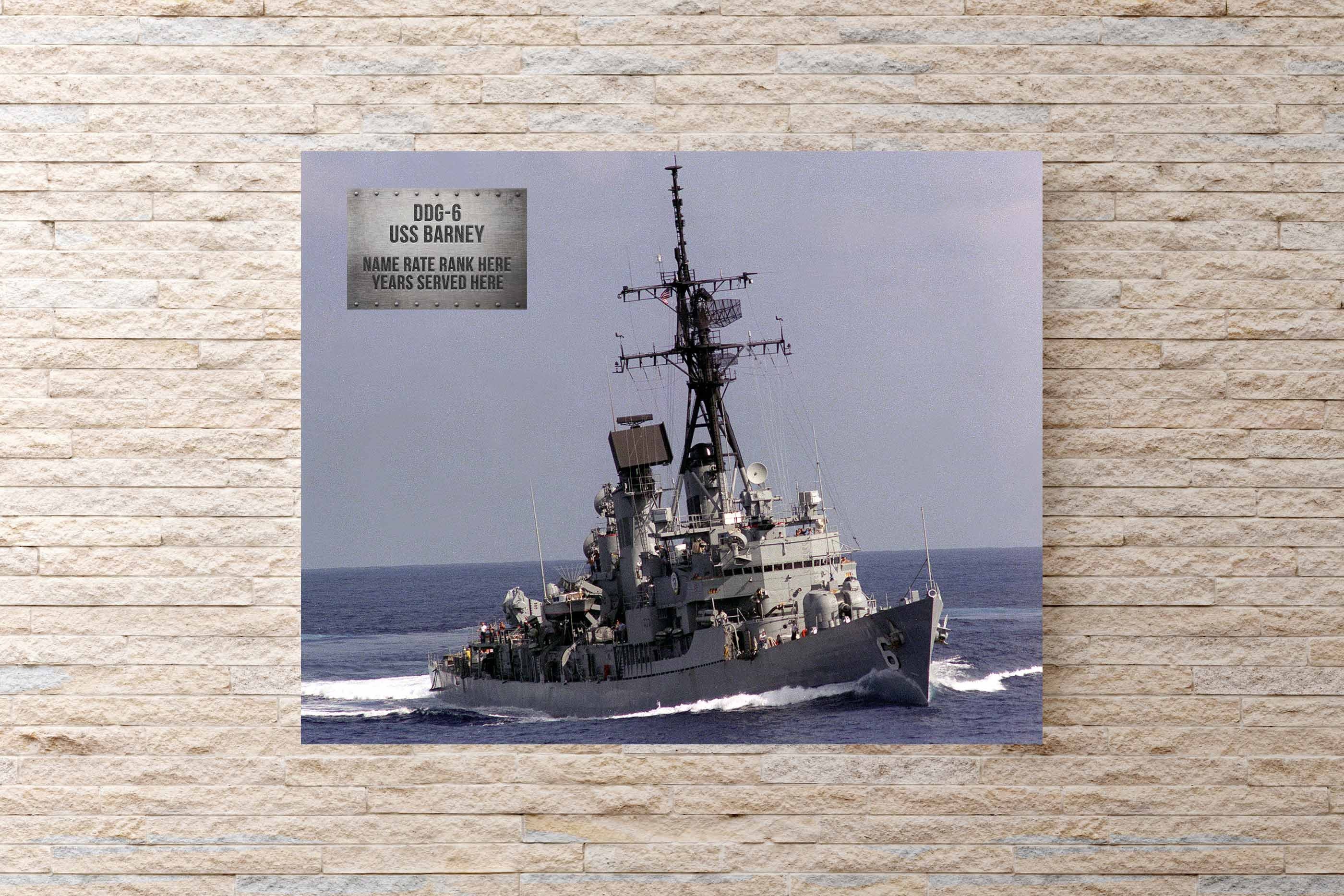 Personalized 8 X 10 Metal DDG 6 USS Barney Photo Wall Print - Etsy