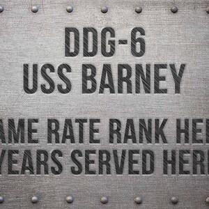 Personalized Metal DDG 6 USS Barney Photo Wall Print - Etsy
