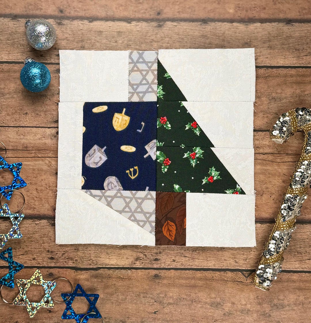 Spin and Spruce Quilt Block Pattern Christmas Tree & Dreidel Design for ...