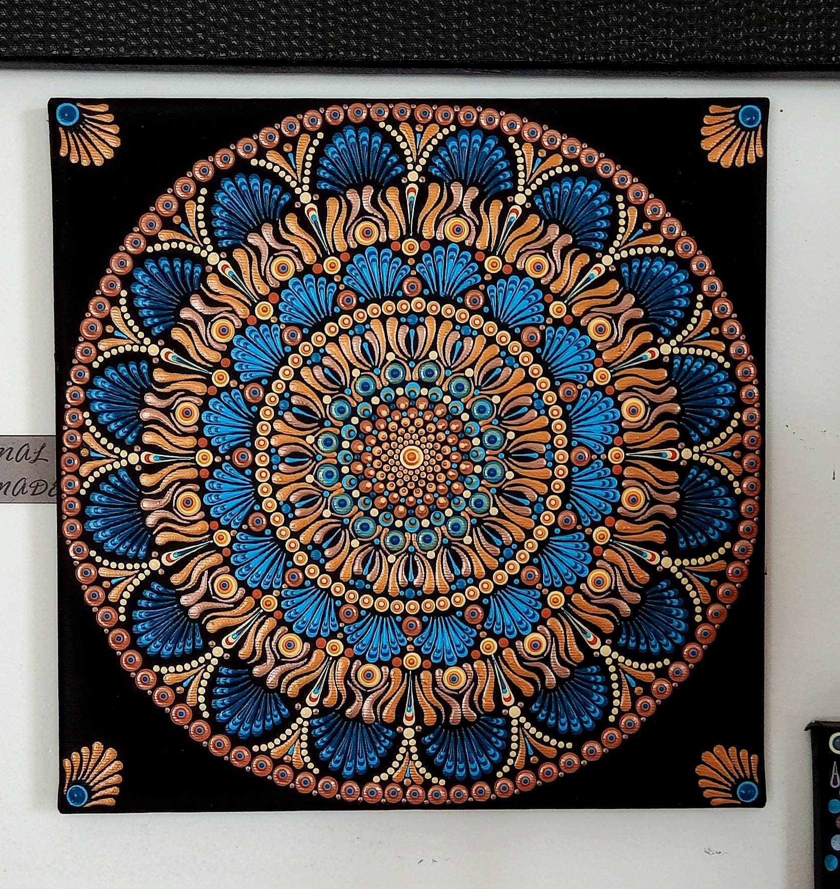 Mandala Wall Art, Mandala Canvas Art, Painting on Canvas, Hand Painted ...