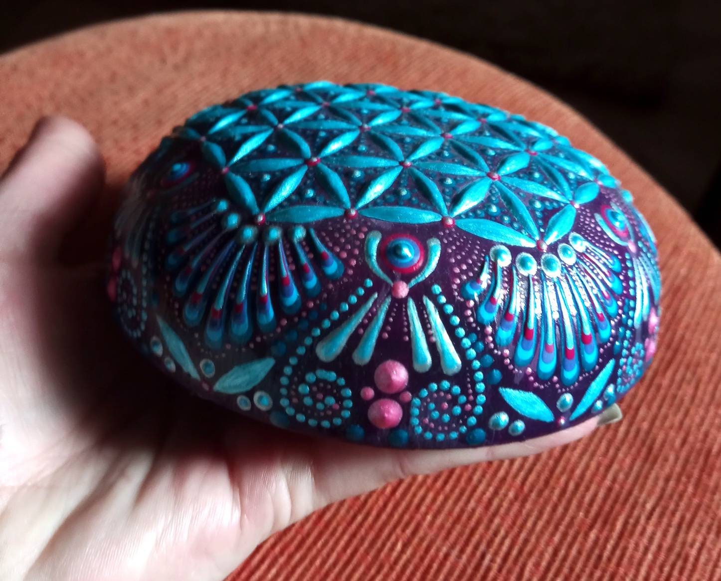 Flower of Life, Mandala Stones, Mandala Dot Art, Hand Painted Mandala ...