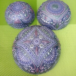 Blossom, Set of 3, Hand Painted Stones, Mandala Stones, Mandala Rocks ...