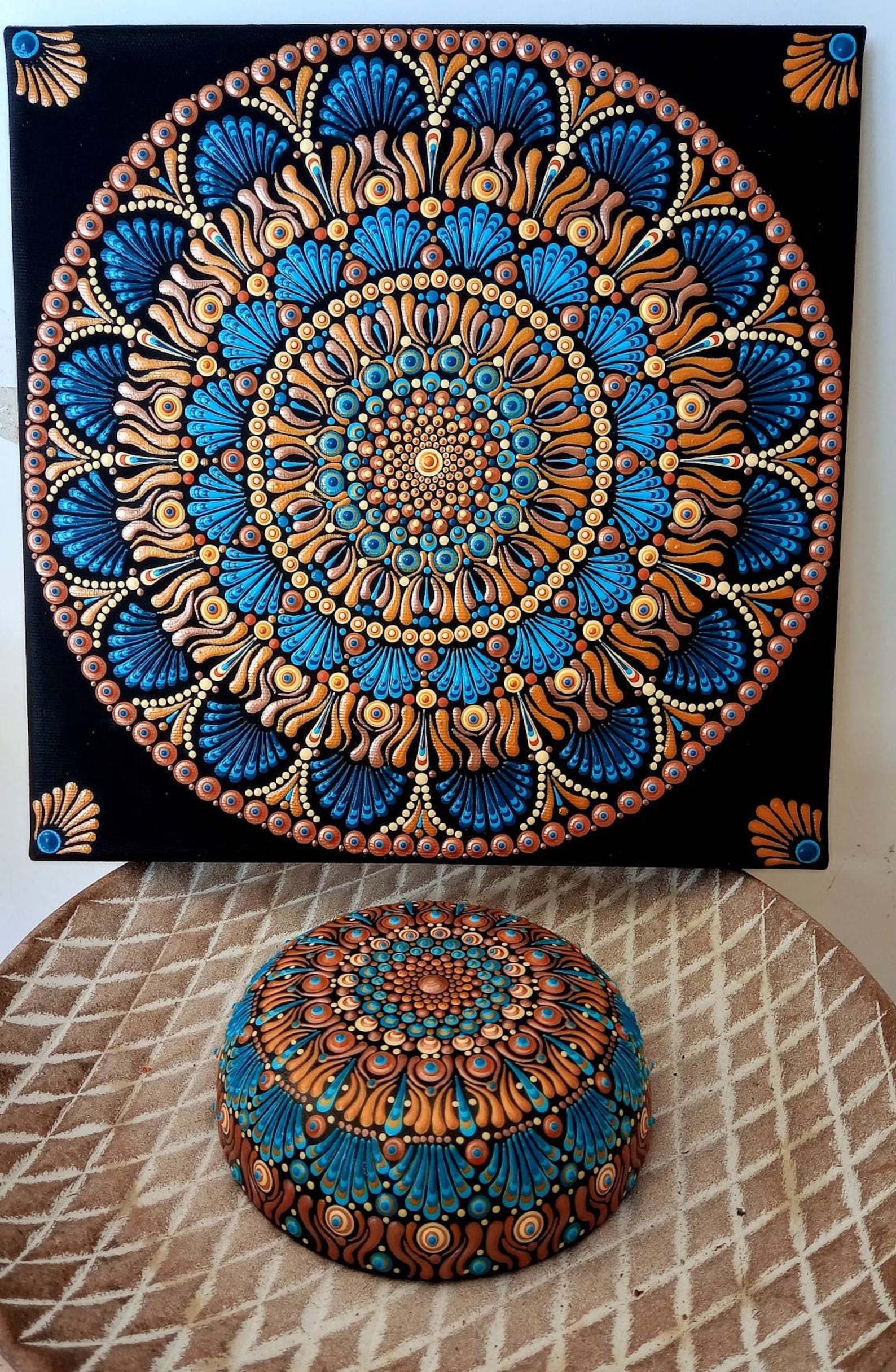 Mandala Wall Art, Mandala Canvas Art, Painting on Canvas, Hand Painted ...