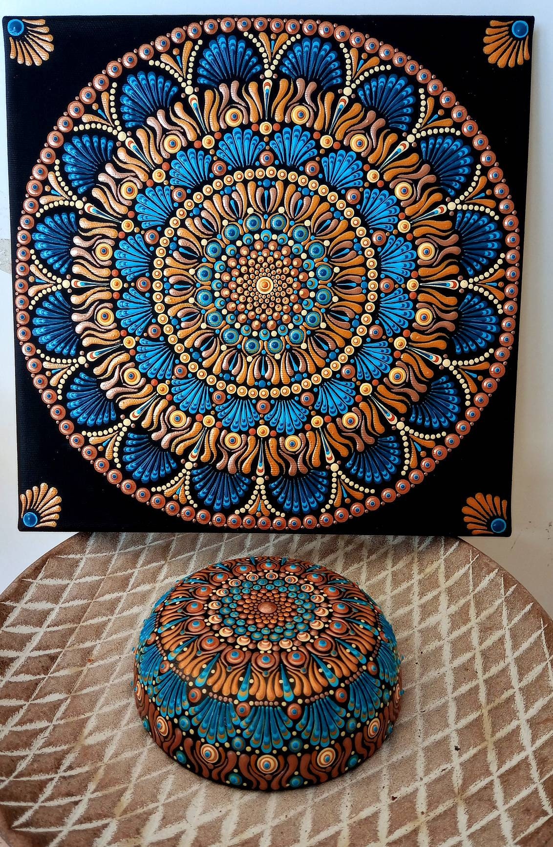 Mandala Wall Art, Mandala Canvas Art, Painting on Canvas, Hand Painted ...