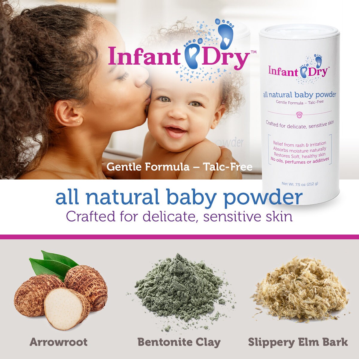 Infantdry Baby Powder. All New, All Natural, Talc Free and Completely ...