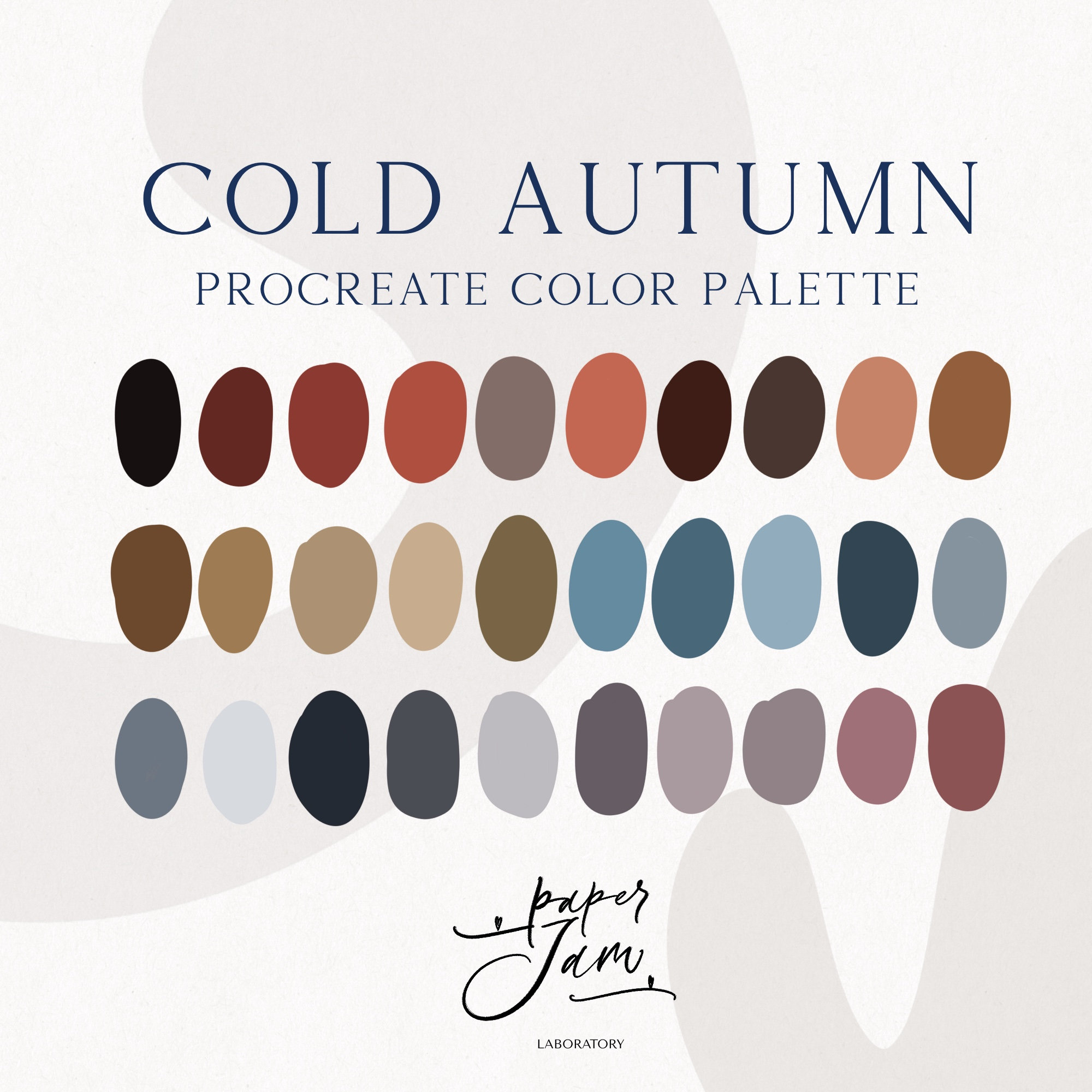 Cold Autumn Procreate Color Palette Fall Color Swatches iPad | Etsy