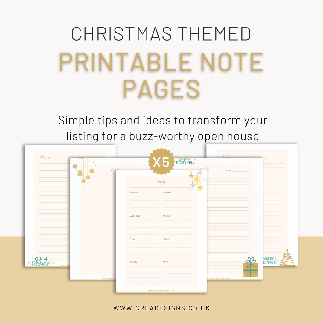 Christmas Themed Notes Pages, Printable Pages Planner Printables ...