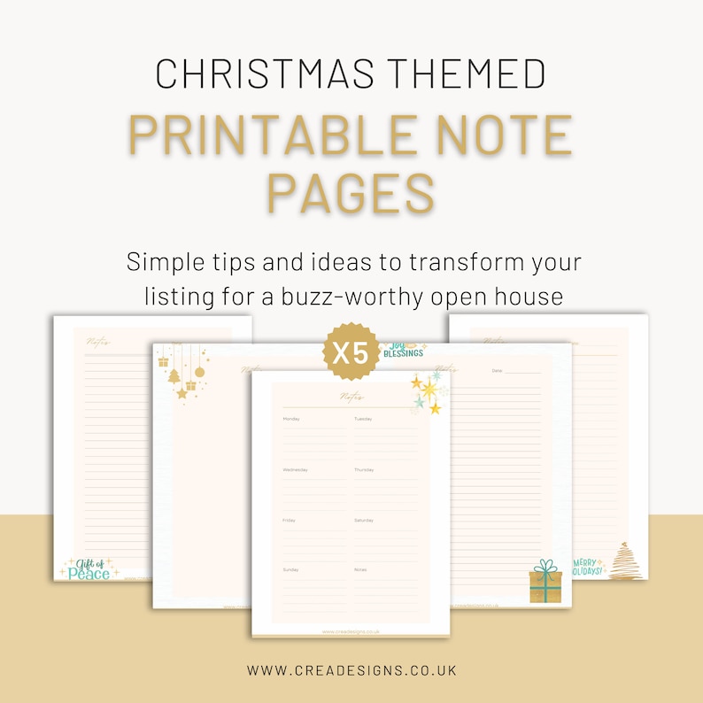 Christmas Themed Notes Pages, Printable Pages Planner Printables ...
