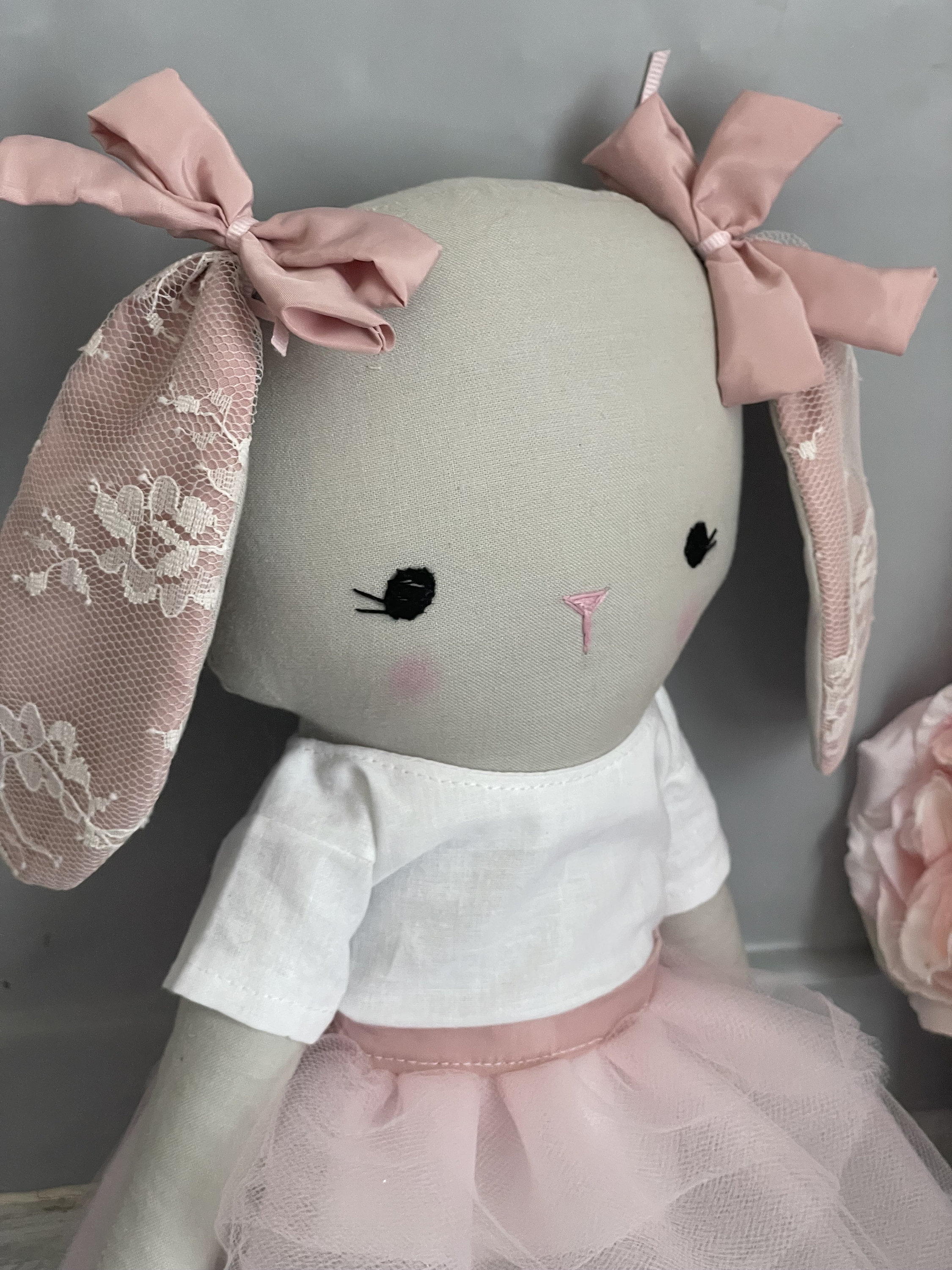 Handmade Linen Bunny Doll: Personalized Rag Doll With Tulle Skirt - Etsy