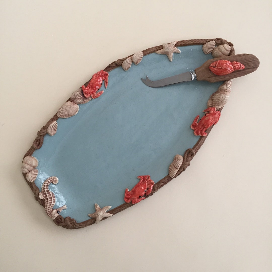 Crab and Shell Boat Platter and Knife - Etsy