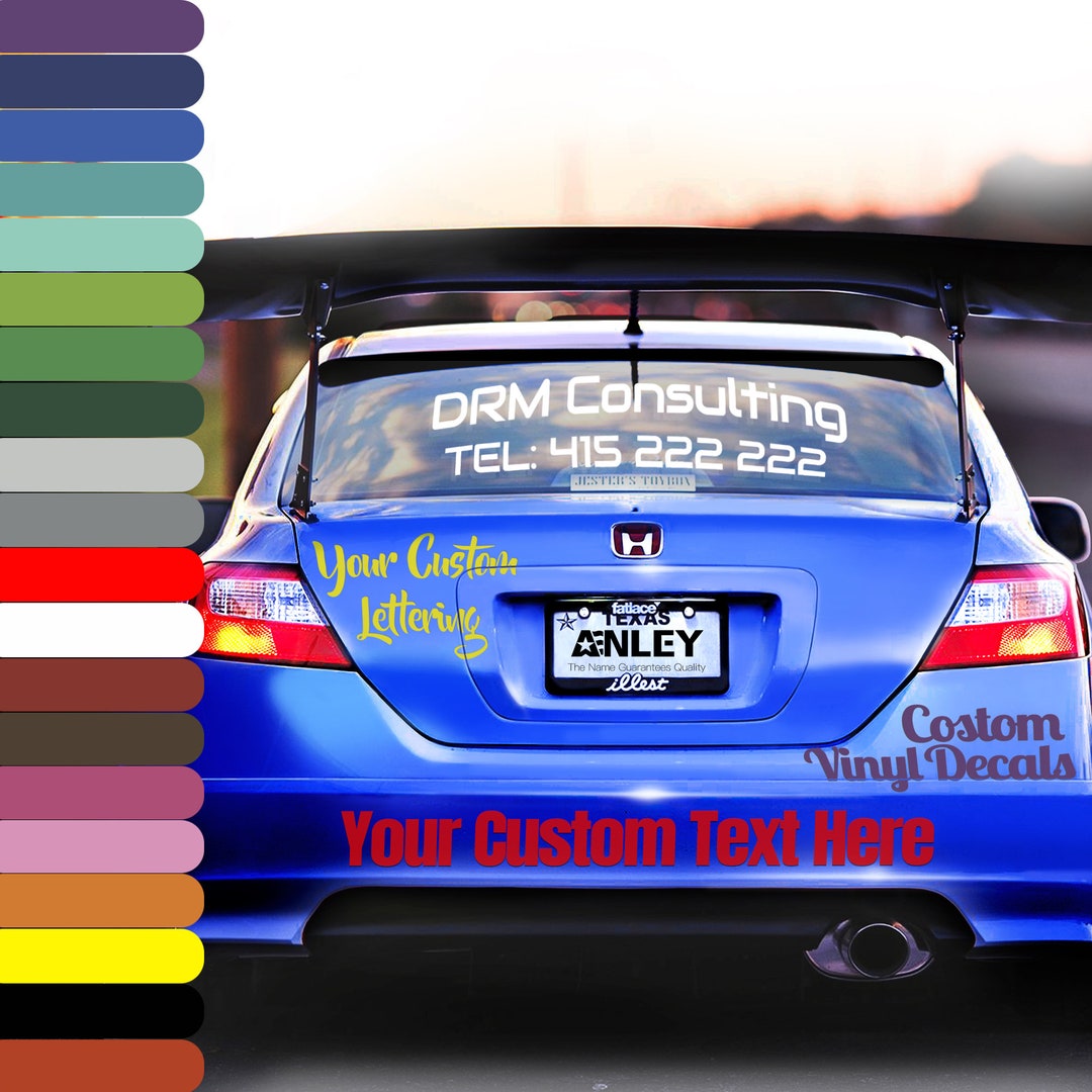 Custom Car Vinyl Lettering - Personalized Text Decal Sticker for ...
